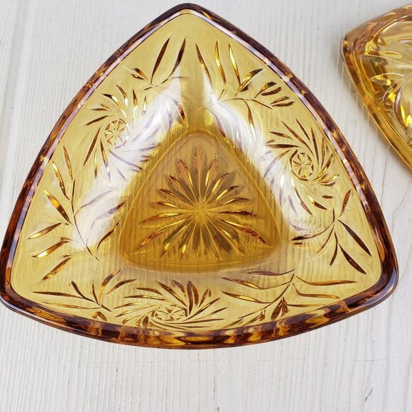 Dining | Amber Glass Triangle Candy Dish | Poshmark